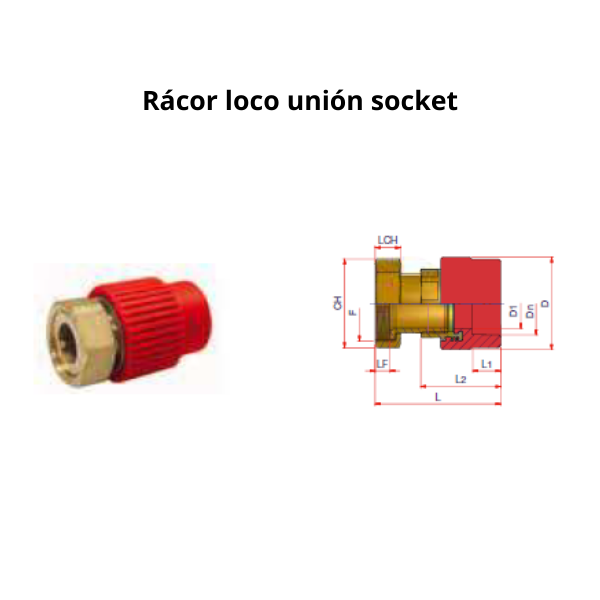 Rácor loco unión socket Ø40mm 1”½ - SOMOSCLIMA SL