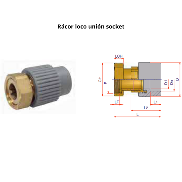 Rácor loco NIRON PREMIUM unión socket Ø 63mm 2 1/2" - SOMOSCLIMA SL